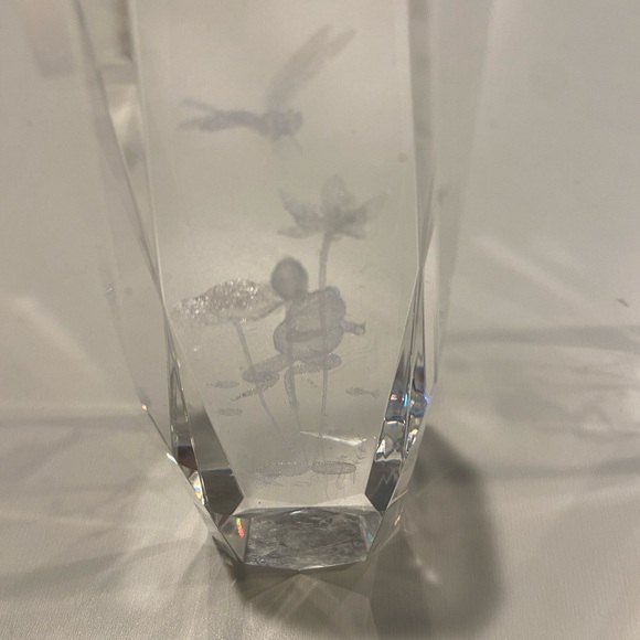 Art | 3d Laser Etched Frog And Dragonfly Crystal Paperweight | Poshmark